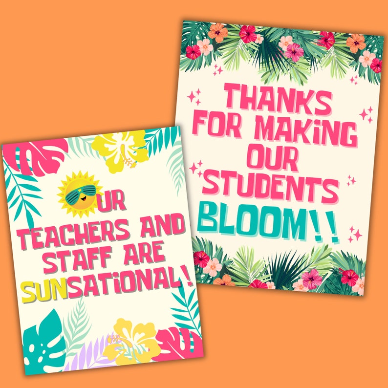 Tropical Teacher Appreciation Signs, Thank You Teacher Sign ...