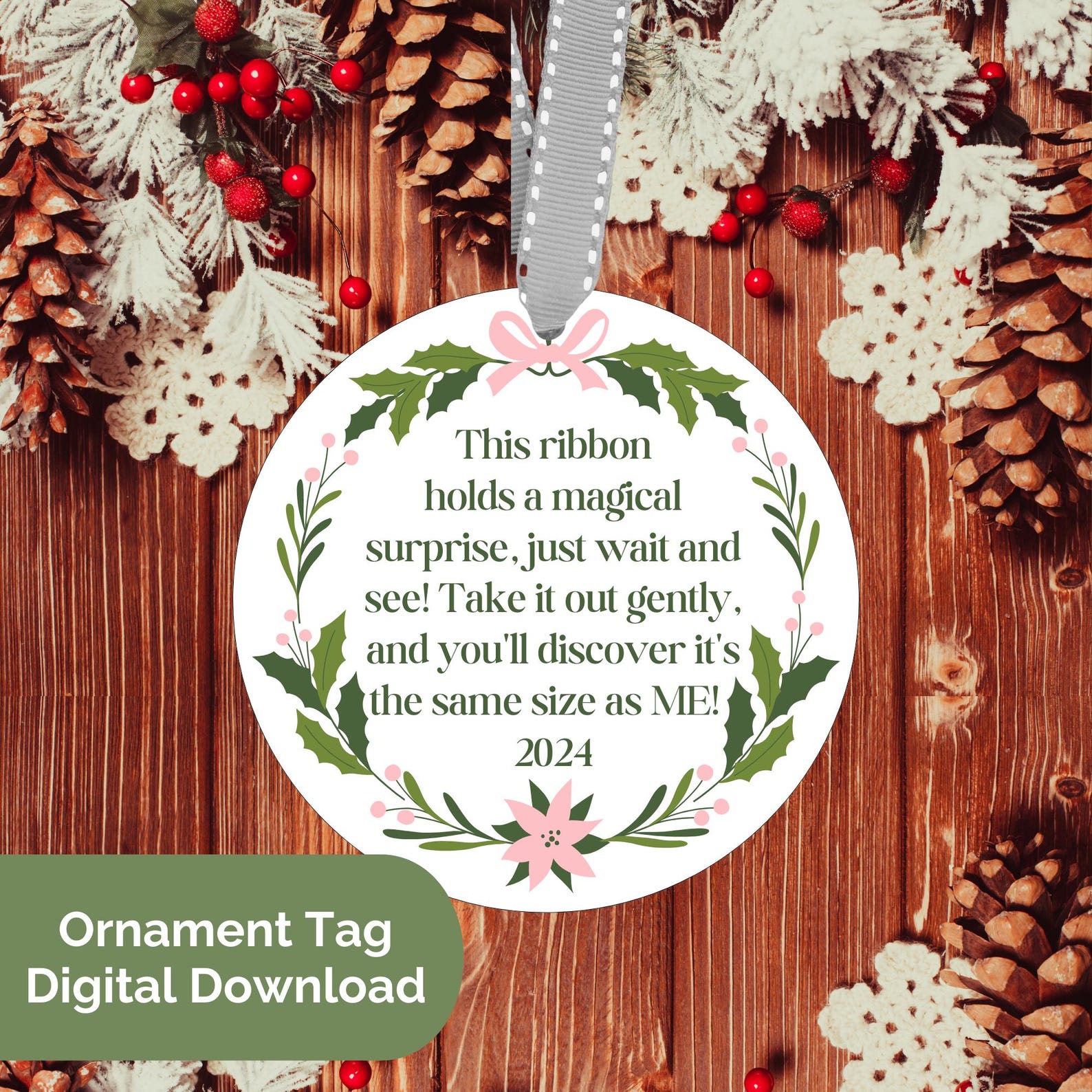 Same Size as Me, Ribbon Ornament Tag,height Ornament Tag, Take It ...