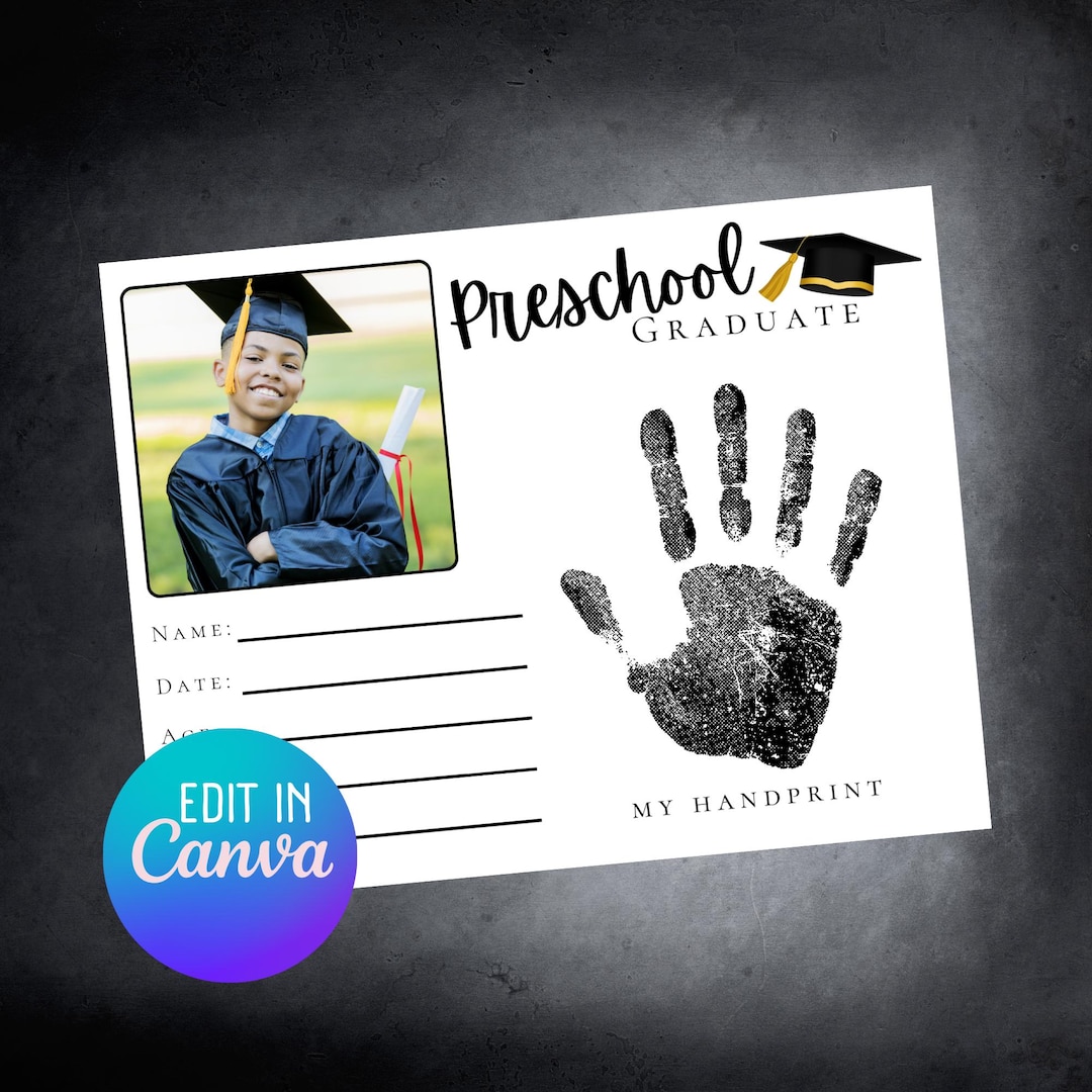 Preschool Graduation Handprint Keepsake: Editable in Canva (PDF) - Etsy