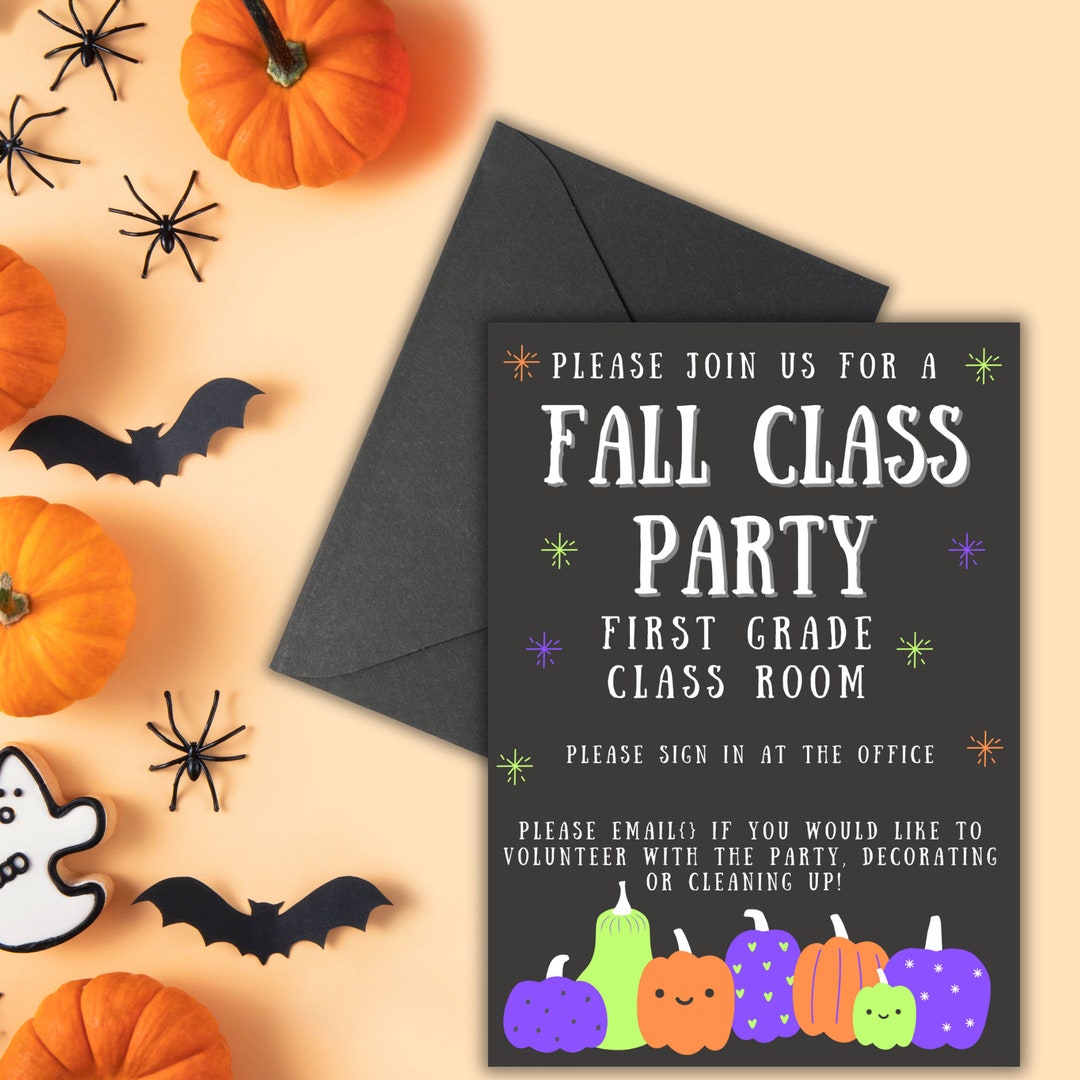 Editable Halloween Class Party Invitation Template (PDF) - Etsy