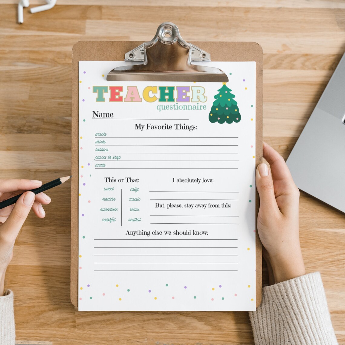 Teacher Secret Santa Questionnaire, Christmas Gift Exchange (digital ...