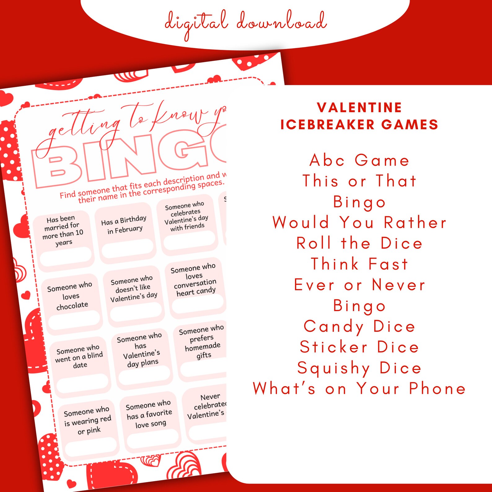 Icebreaker Games, Valentines Day Game, Get to Know You, Find the Guest ...