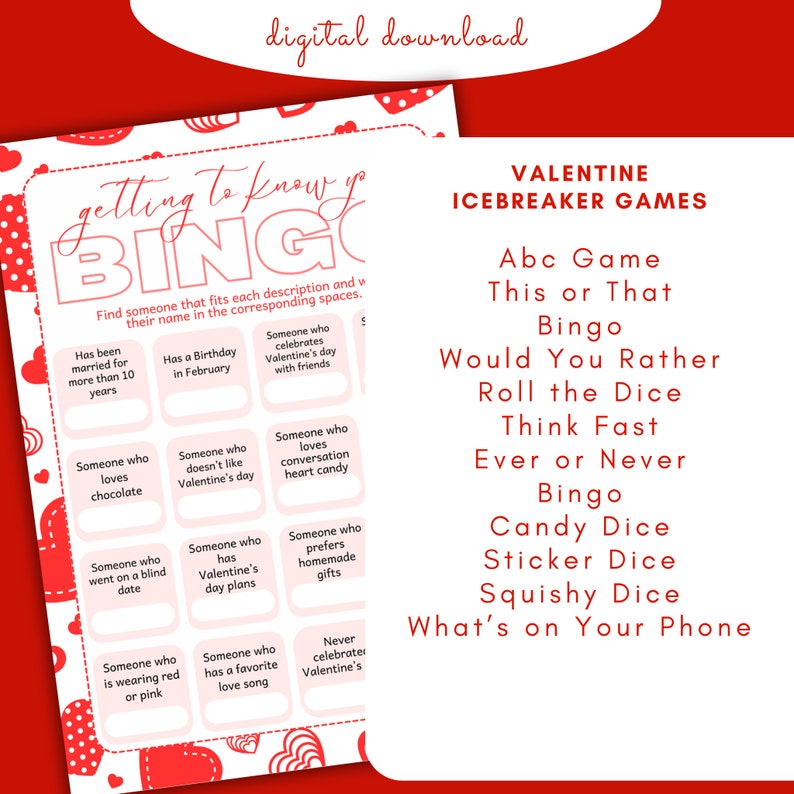 Icebreaker Games, Valentines Day Game, Get to Know You, Find the Guest ...