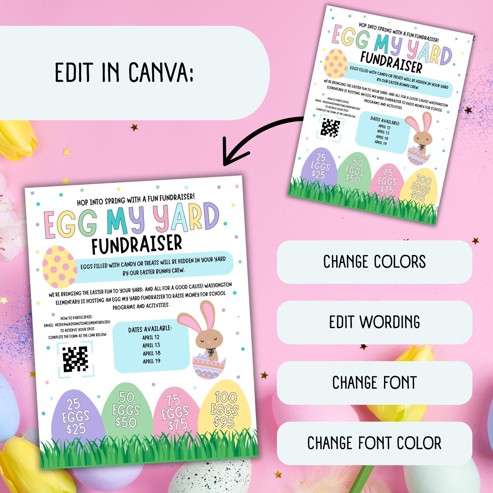 Easter Egg My Yard Flyer: Church, PTO Fundraiser (canva Template) - Etsy