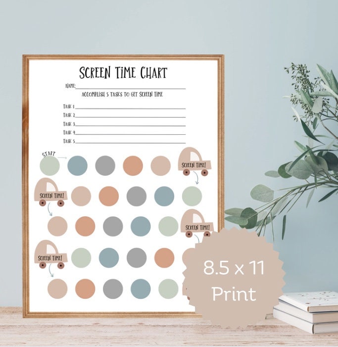 Screen Time Chart, Kids Reward Chart, Sticker Chart,printable, Chore ...