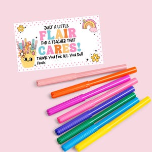 Retro Teacher Gift Tag, Flair Pens, School Stickers (digital Download ...