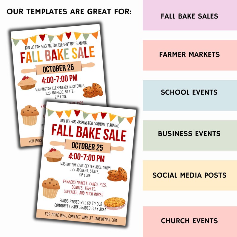 Fall Bake Flyer Template, Editable Canva (digital Download) - Etsy