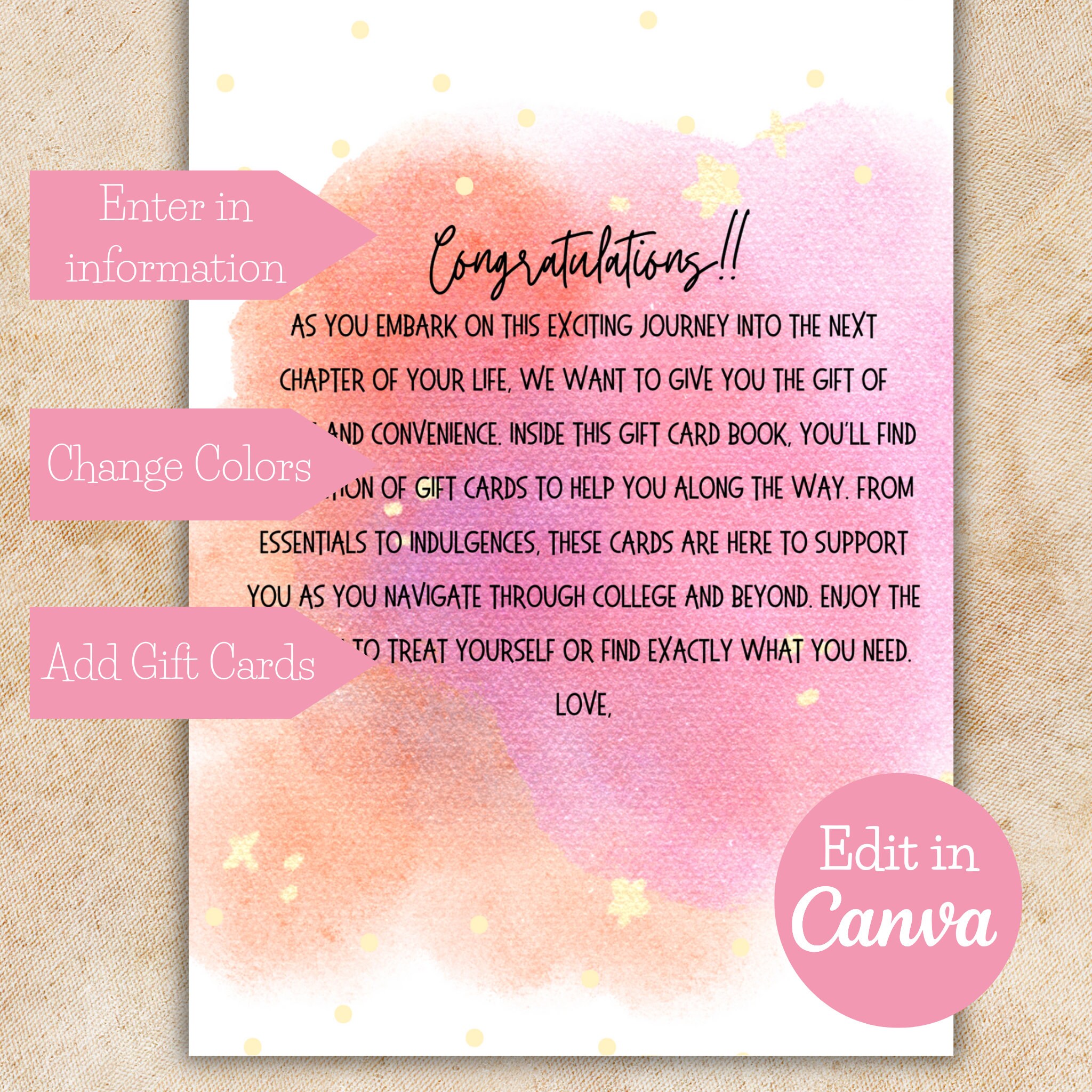 Editable Graduation Gift Card Book, Gift Card Holder Book, Handmade ...