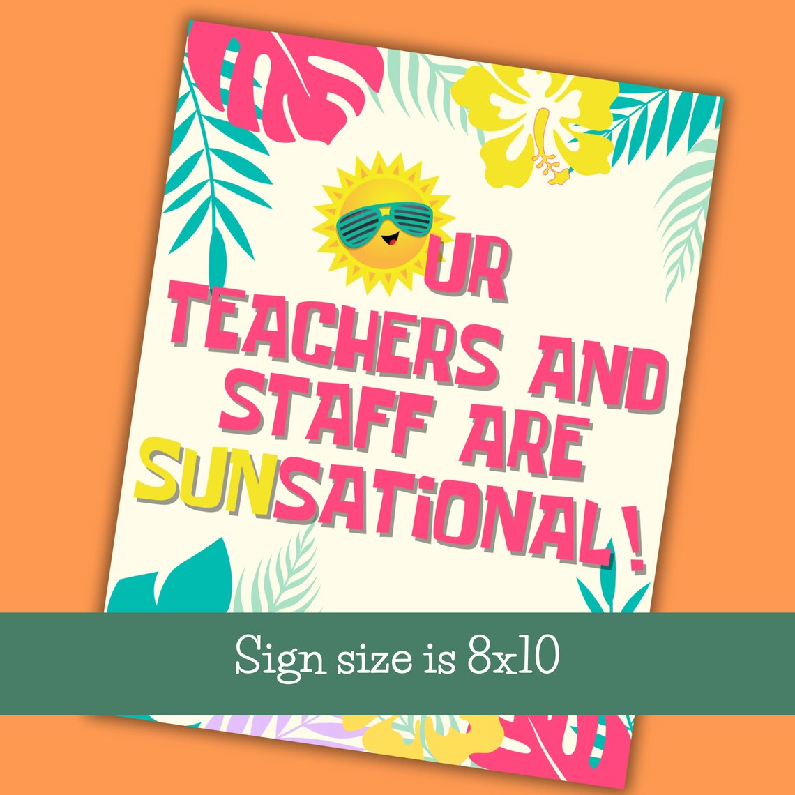 Tropical Teacher Appreciation Signs, Thank You Teacher Sign ...