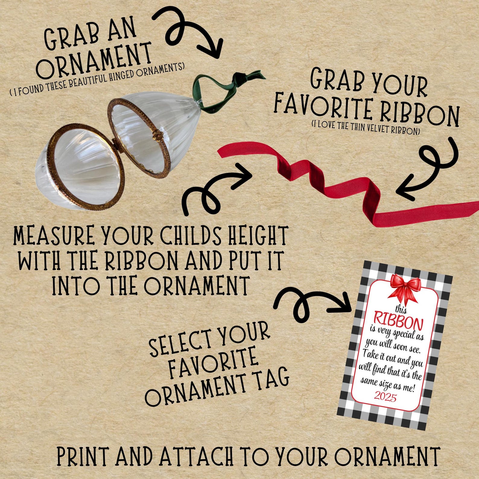 Height Keepsake Ornament Tag: Ribbon Growth Tracker - Etsy