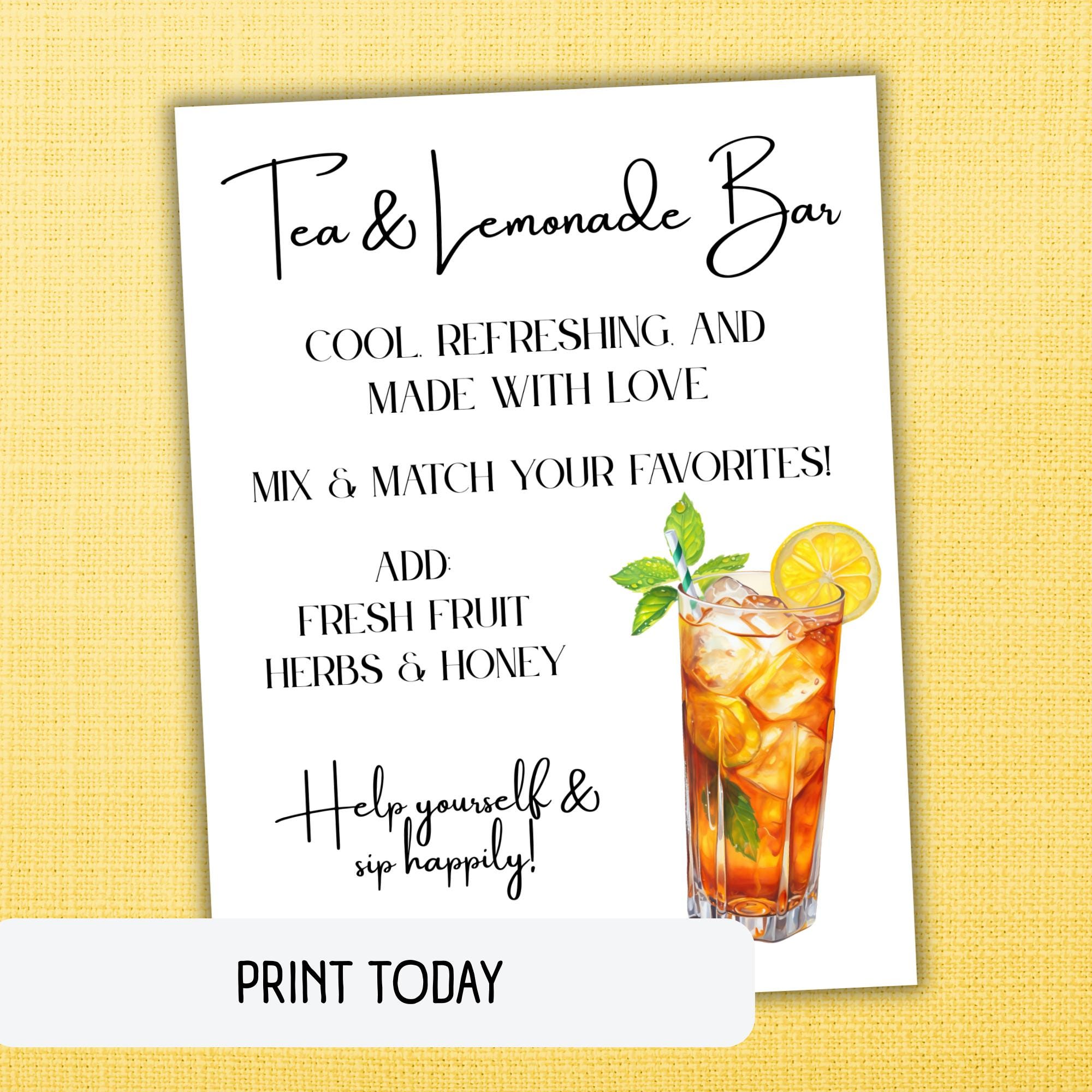 Lemonade and Tea Bar Sign: Signature Drink Station (8.5x11" PDF & PNG ...