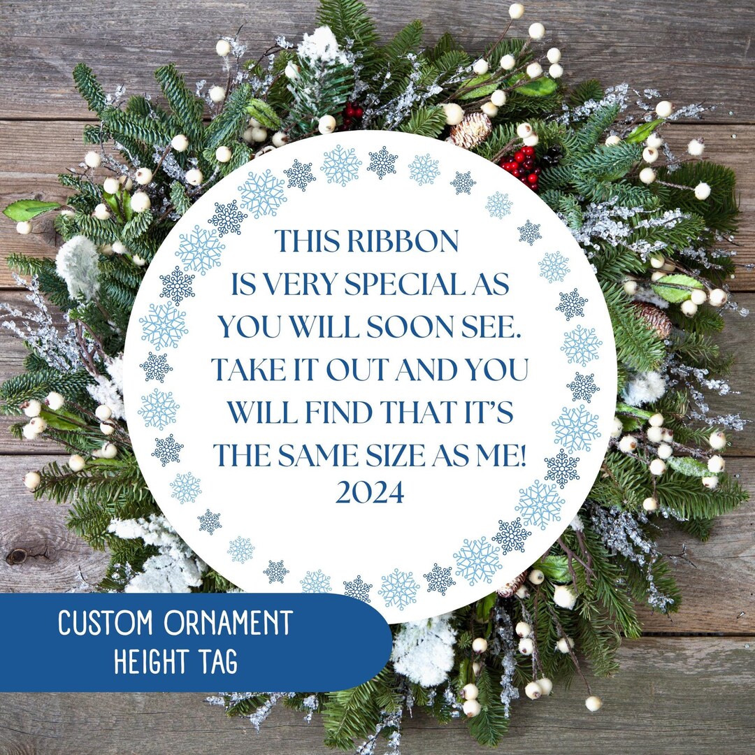 Custom Tag, Ribbon, Same Size as Me, Ribbon Ornament, Height Ornament ...