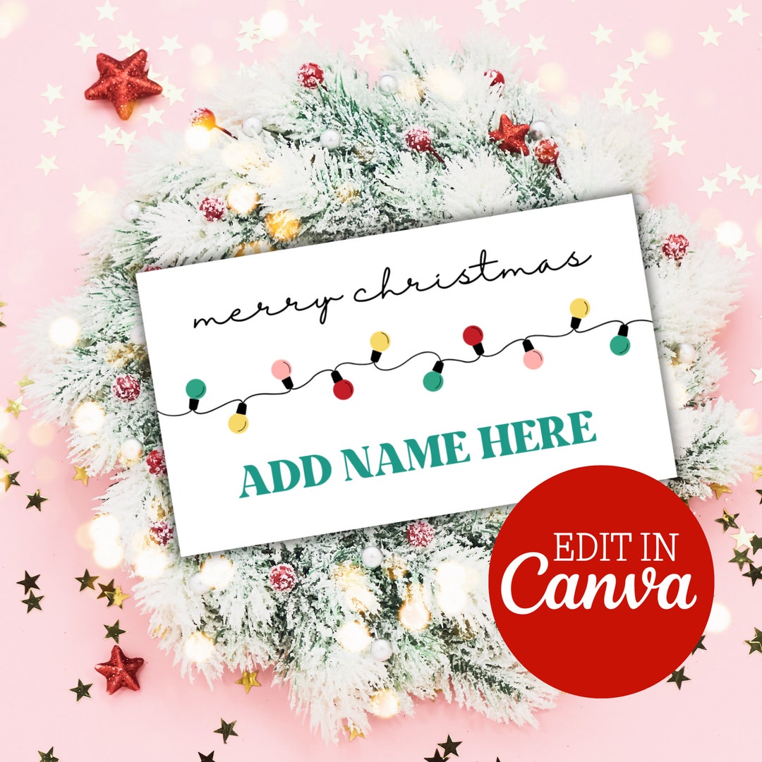 Editable and Printable Treat Tag, Christmas Gift Tag, Lights Gift Tag ...