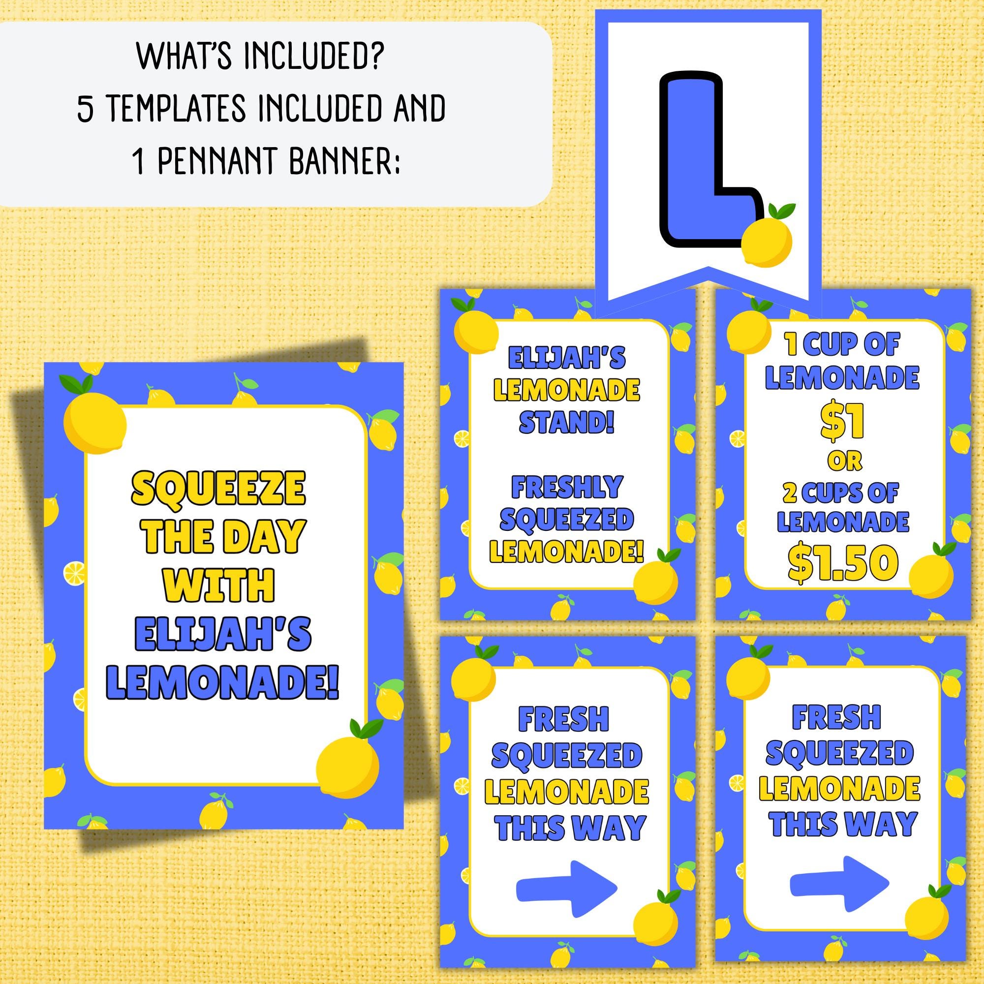 Lemonade Stand Printable Sign Kit: Editable Canva Templates (digital ...