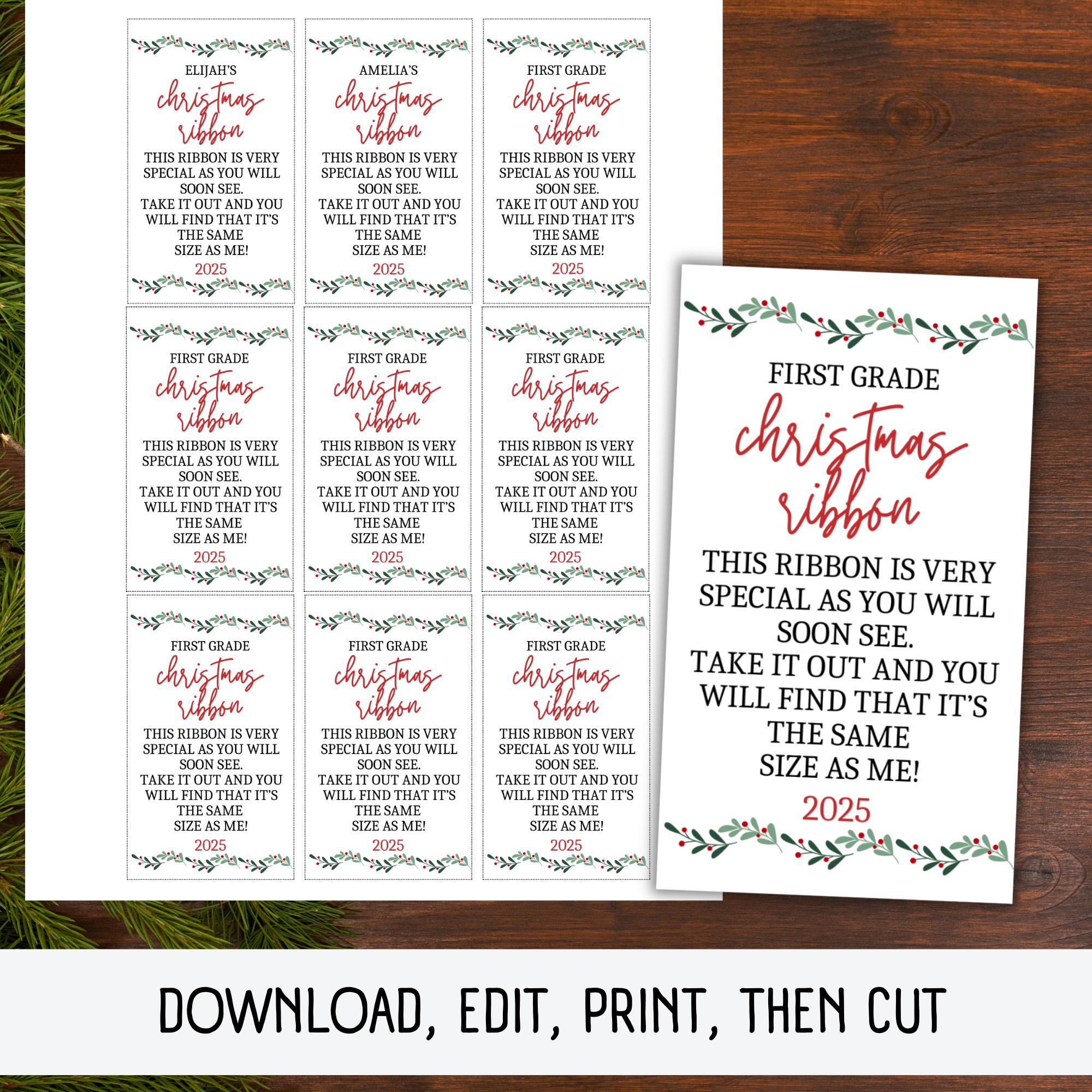 Editable Ribbon Height Ornament Tag: DIY Christmas Keepsake (canva ...