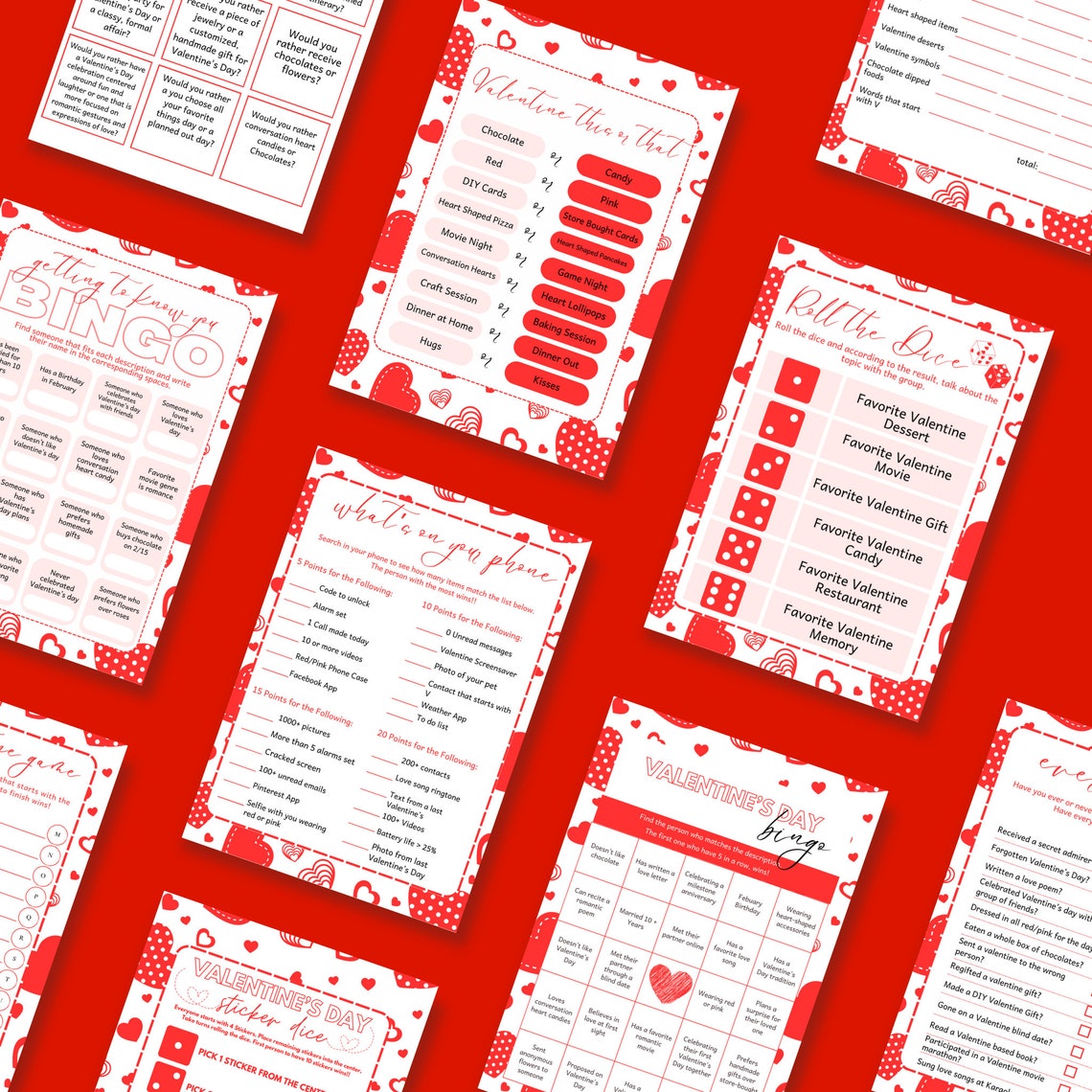 Valentine's Day Party Games: Icebreaker Bingo & Dice Game (digital ...