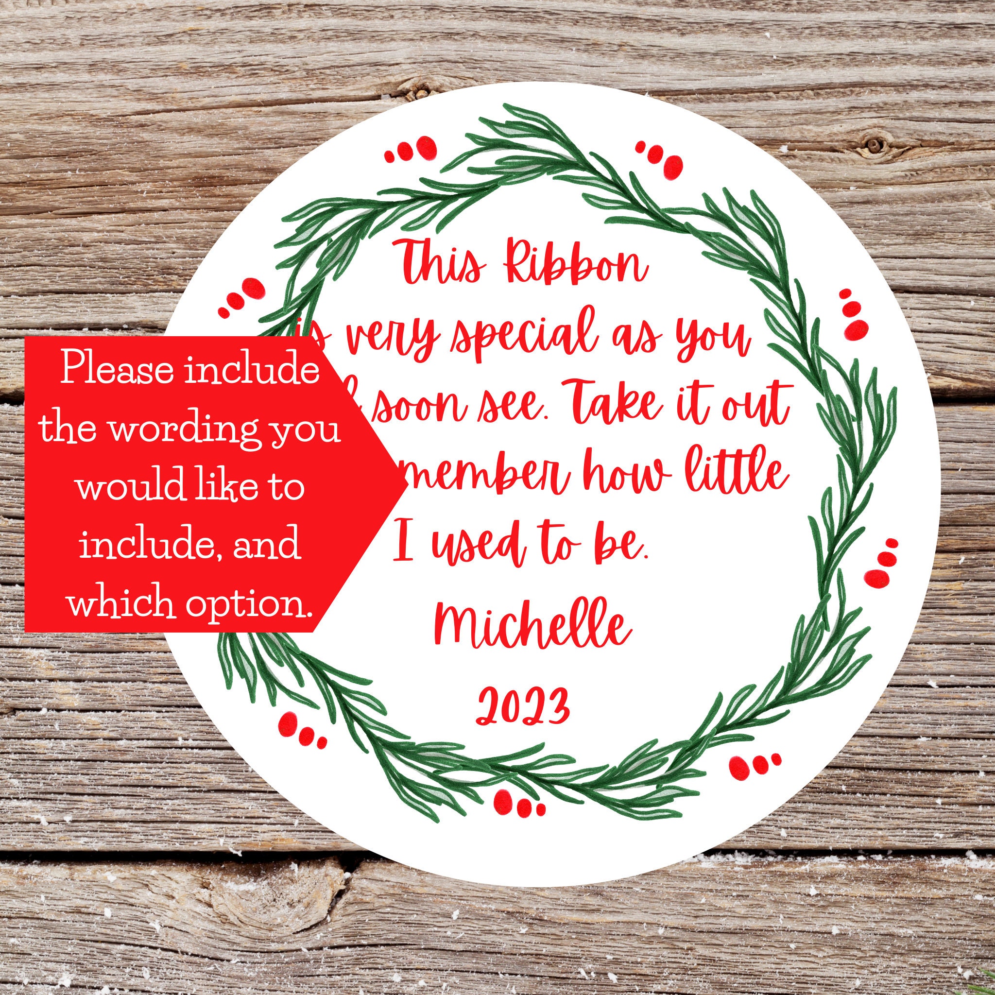 Custom Tag, Ribbon, Same Size as Me, Ribbon Ornament, Height Ornament ...