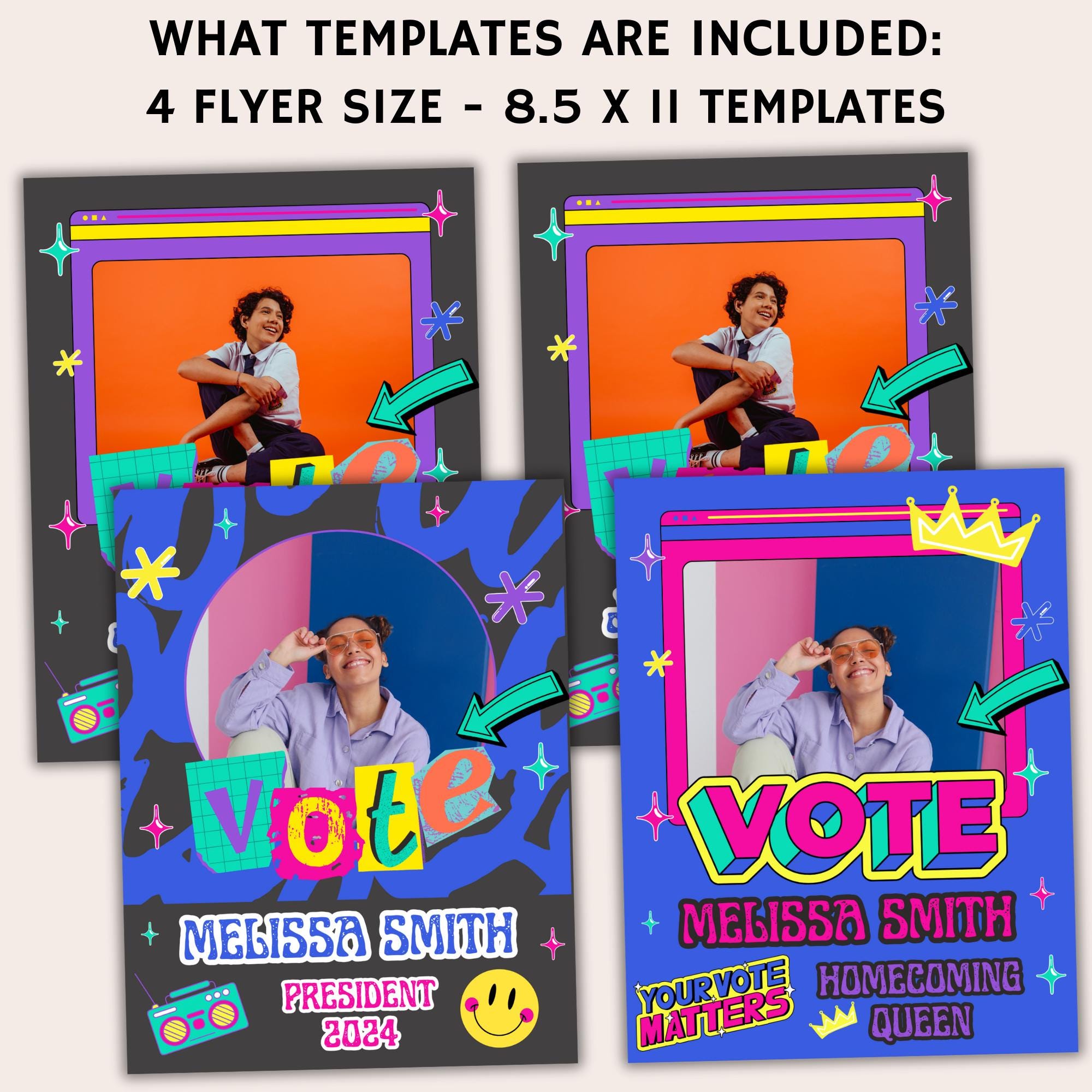 Student Council Campaign Flyer Templates: Editable Voting Posters ...