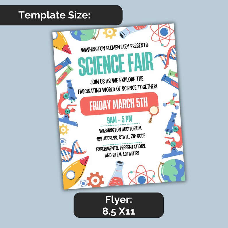 Editable Science Fair Flyer Templates: Canva Design (A4) - Etsy