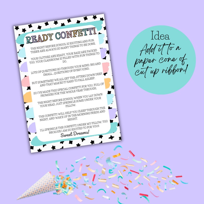 Ready Confetti, Parent, Grandparent, Night Before School Note ...