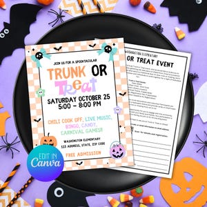 Trunk or Treat Flyer: Halloween Fall Festival, Community Event (canva ...