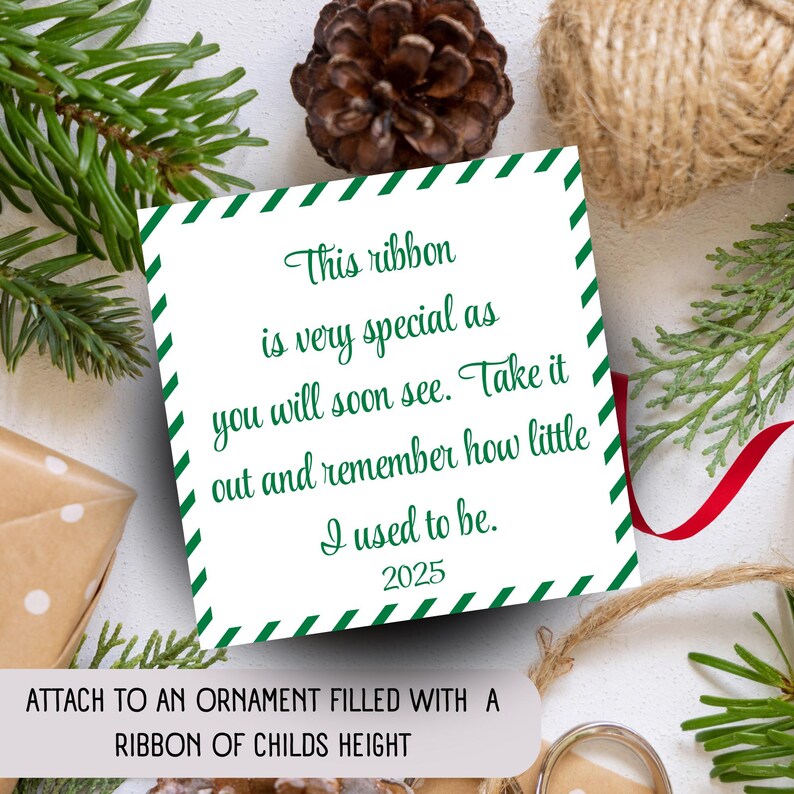 Same Size as Me, Ribbon Ornament Tag,height Ornament Tag, Unwrap It ...