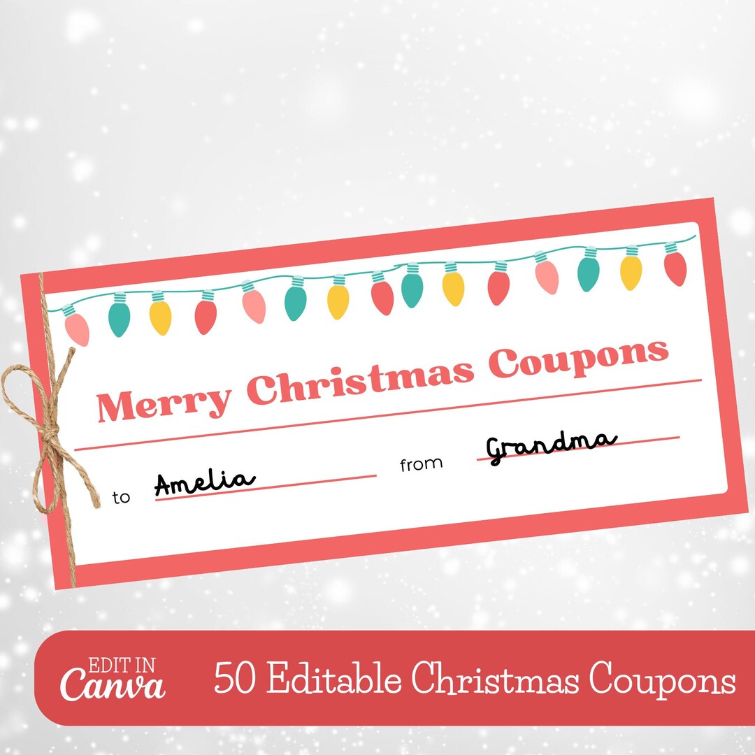 Editable Kids Christmas Coupon, Kids Coupons, Christmas Printable ...