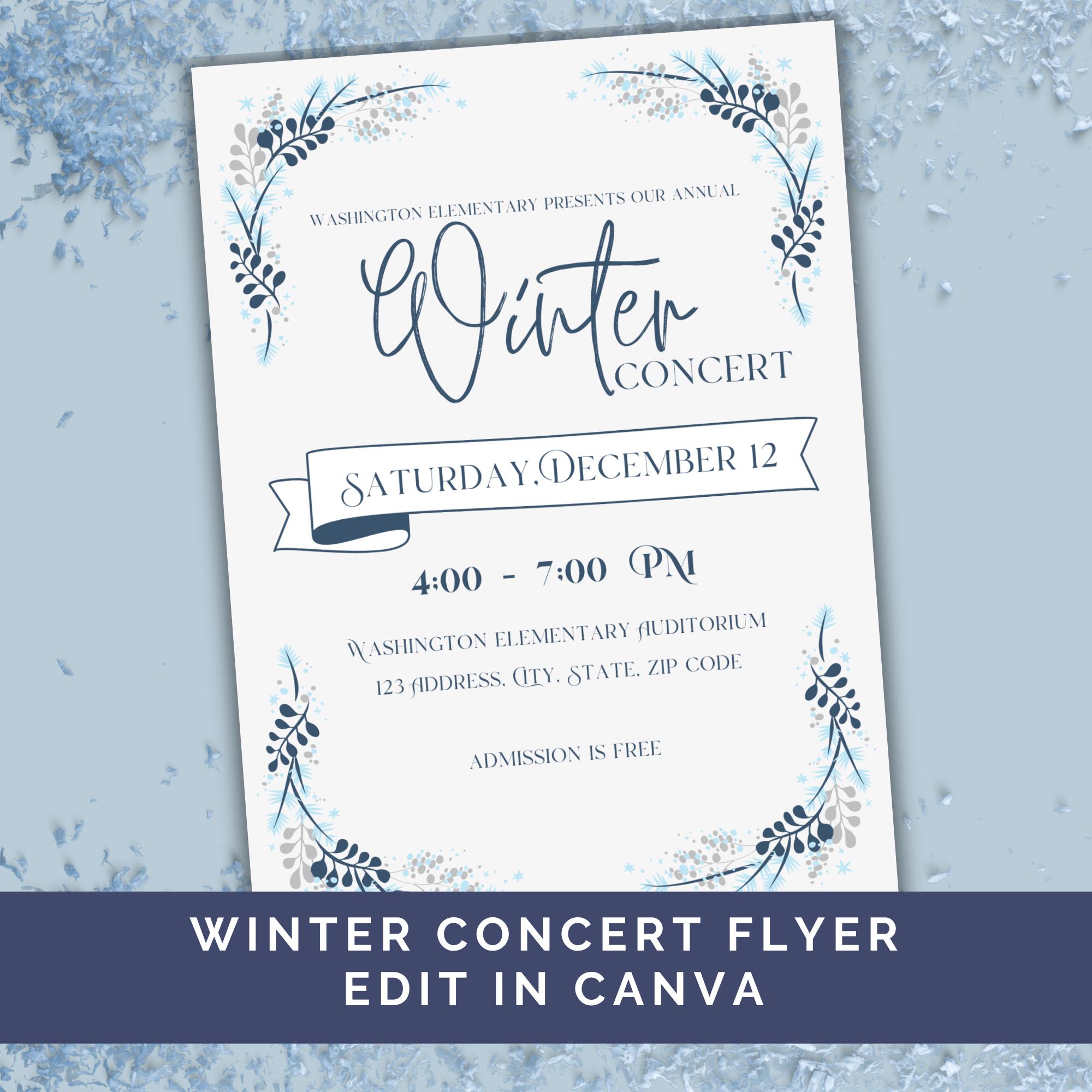 Winter Concert Program Template: Editable Canva Flyer (digital Download ...