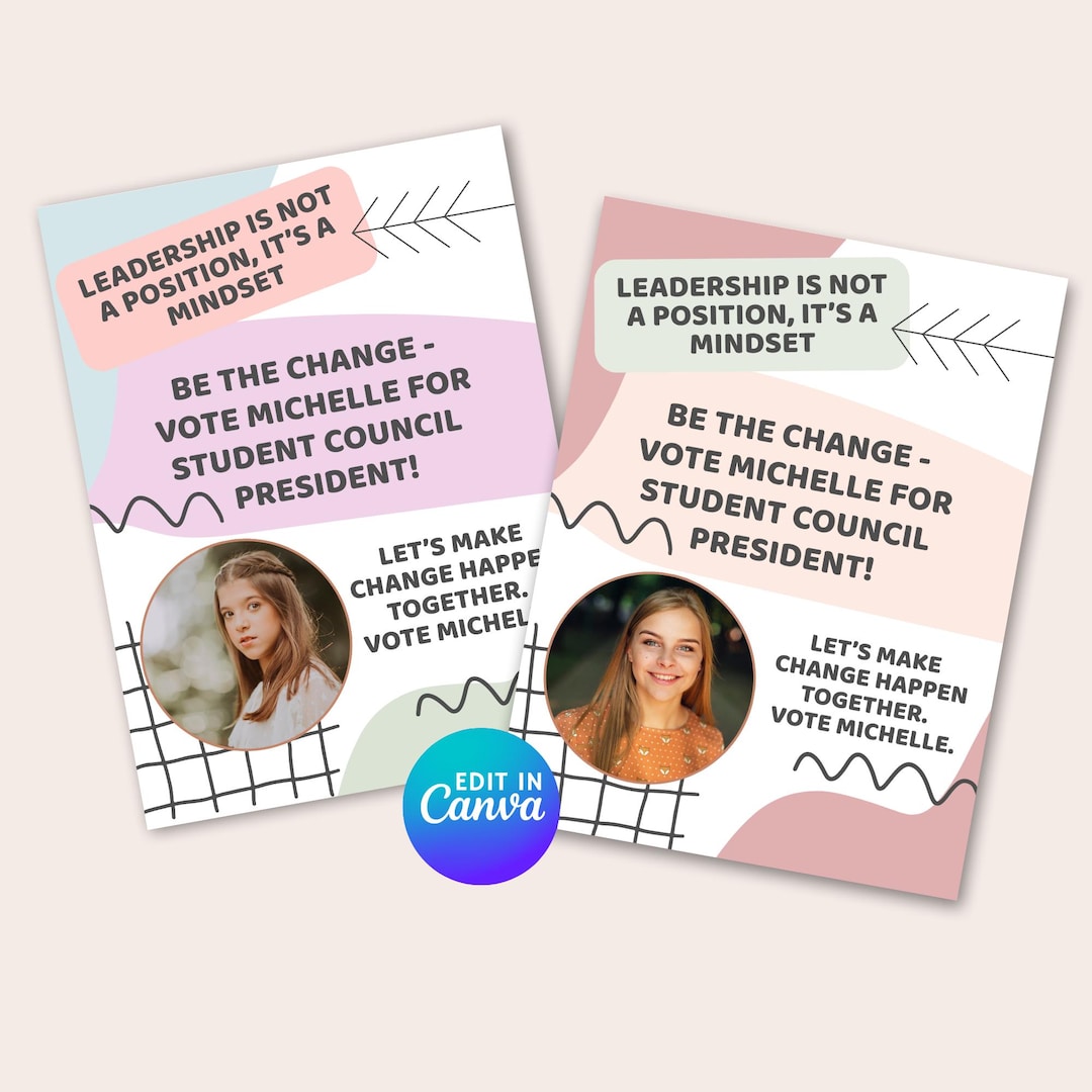 Student Council Campaign Flyer Template: Editable Canva Poster (digital ...