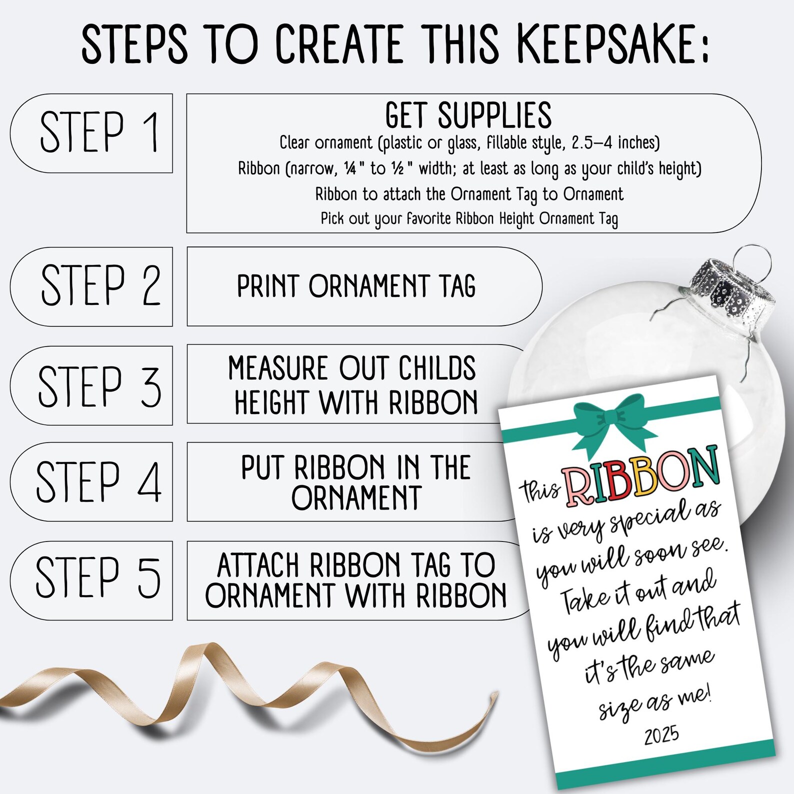 Height Ribbon,tag, Same Size as Me,ribbon Ornament,height Ornament Tag ...