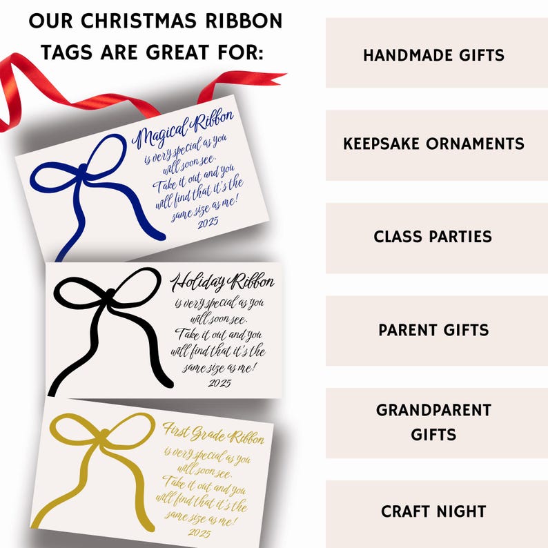 Editable Christmas Ornament Tag: Ribbon Height Keepsake (canva Template ...