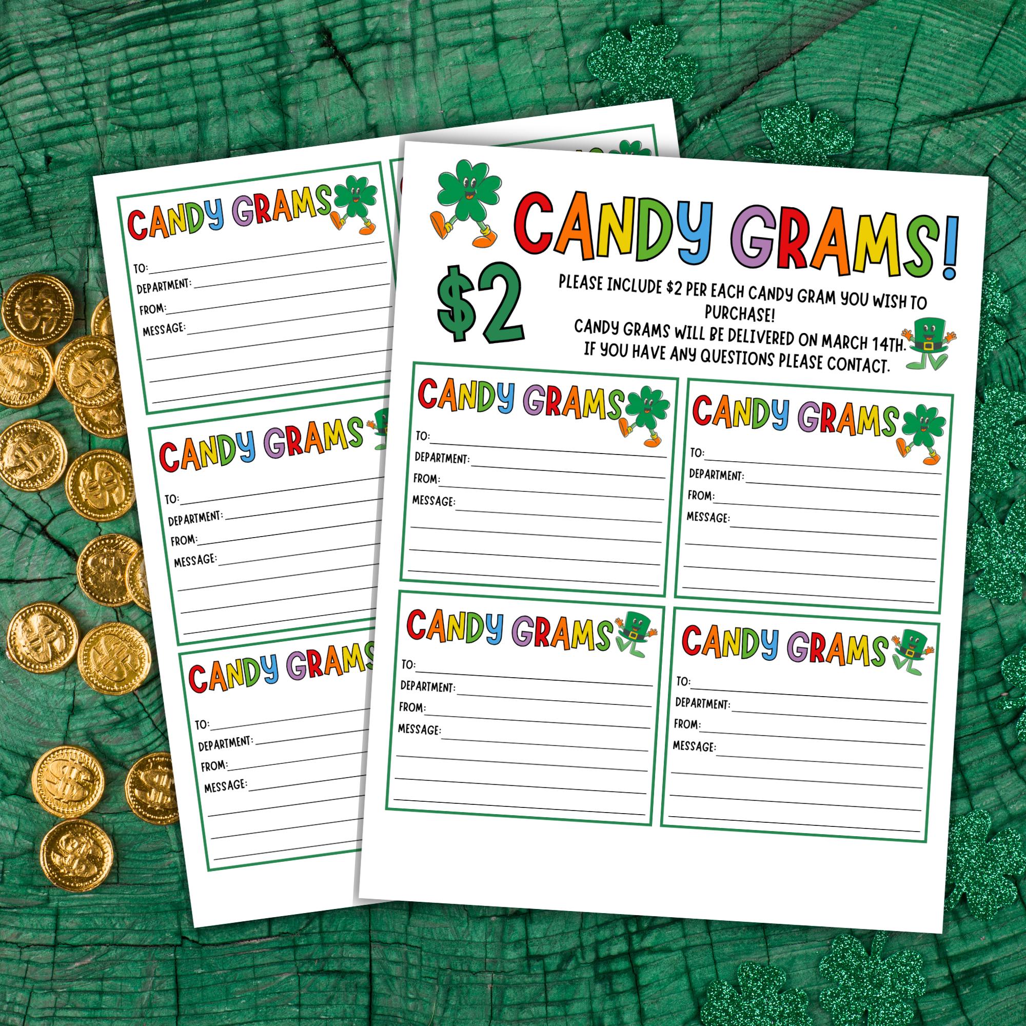 St. Patrick's Day Candy Gram Tags: Printable PTO Fundraiser (canva ...