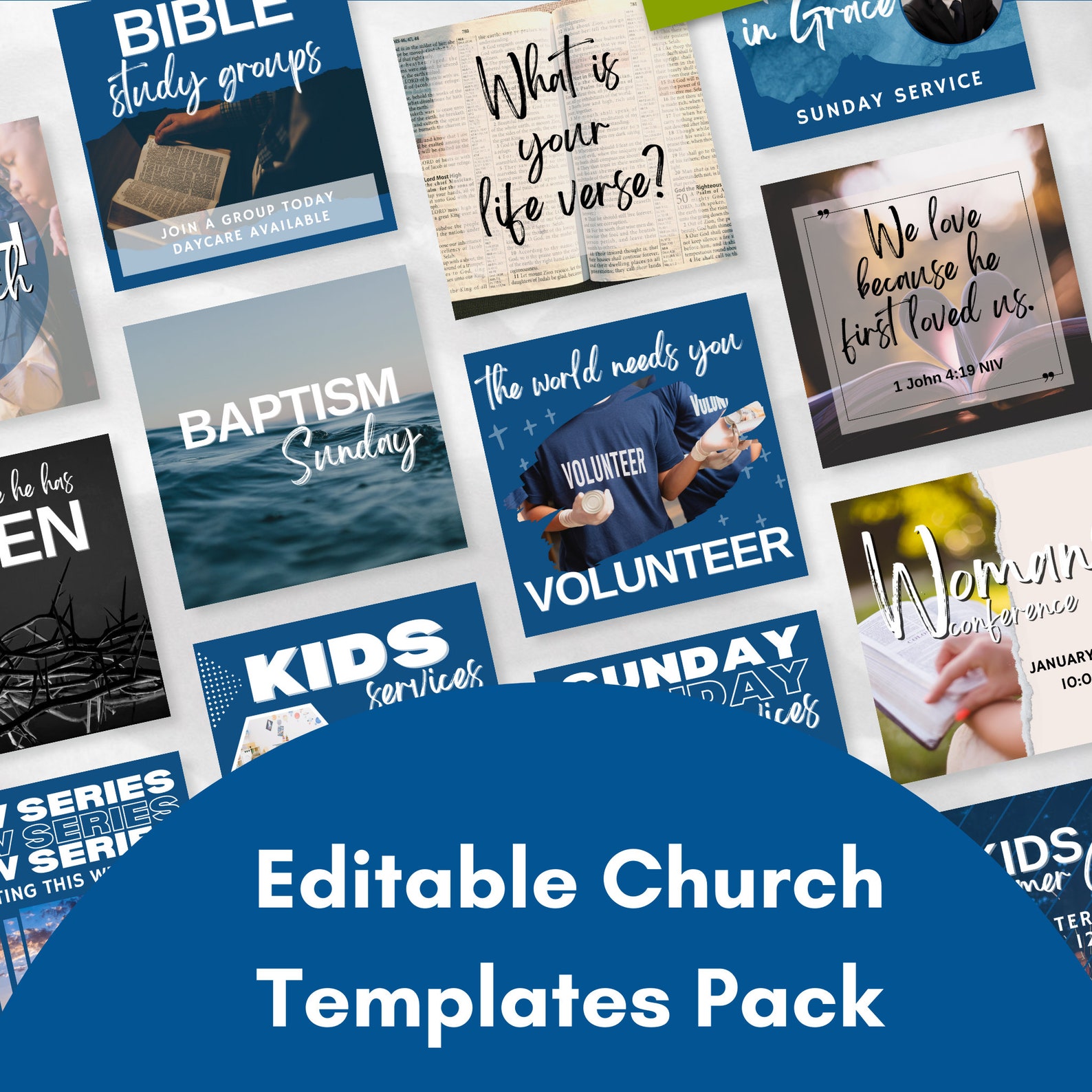 Church Social Media Templates: 25 Canva Editable Designs (digital ...