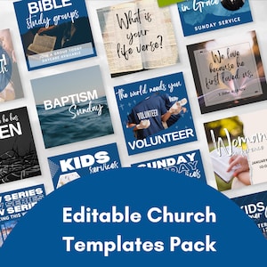 Church Social Media Templates: 25 Canva Editable Designs (digital ...