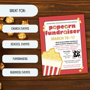 Popcorn Fundraiser Flyer Template: Editable Canva Designs (digital ...