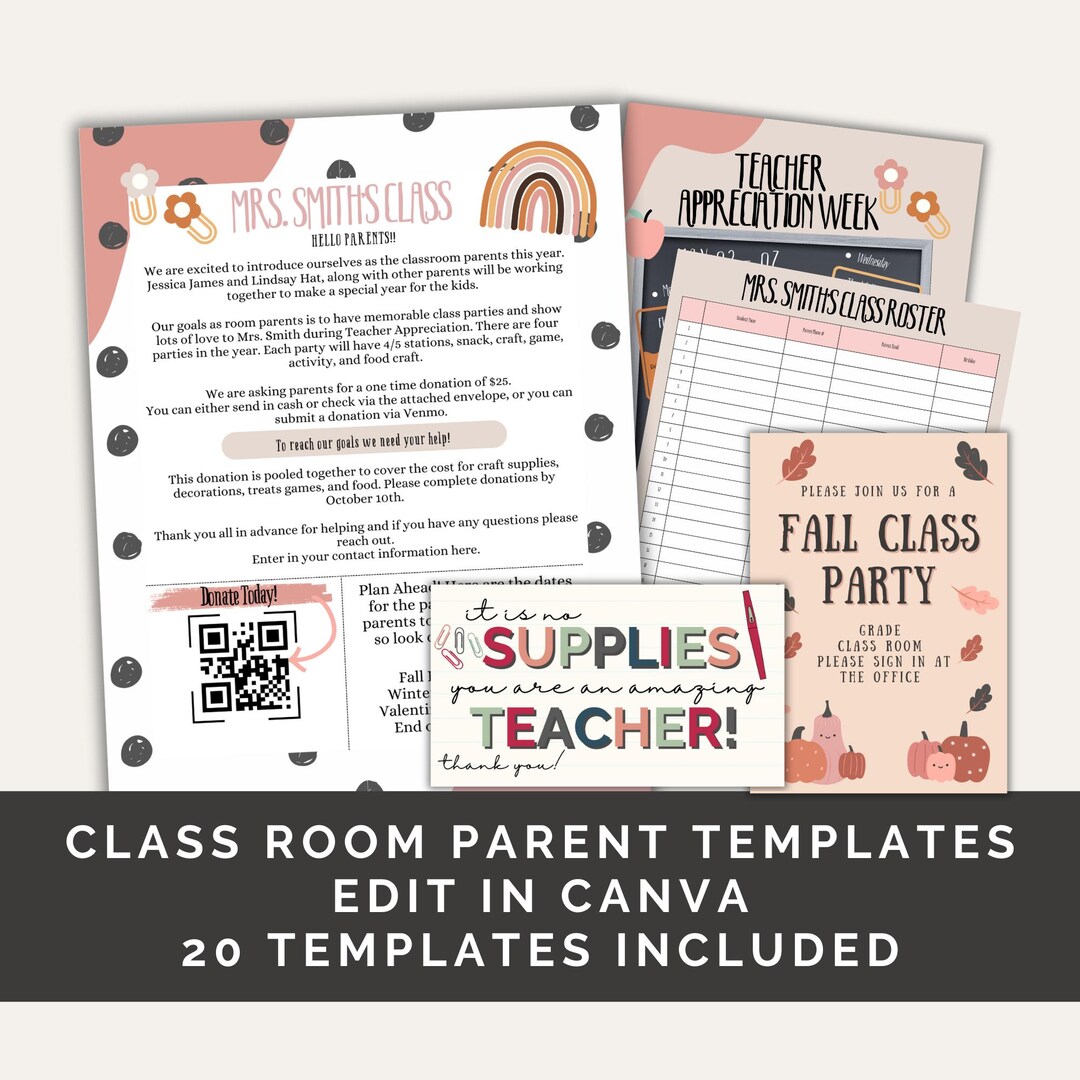 Editable Classroom Mom Bundle: PTA Volunteer Templates (canva) - Etsy
