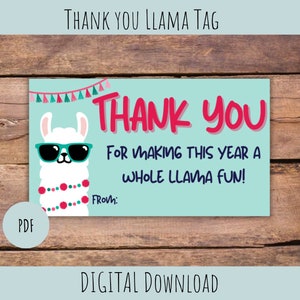 Llama Gift Tag, Teacher Appreciation, End of Year Gift, Teacher Thank ...