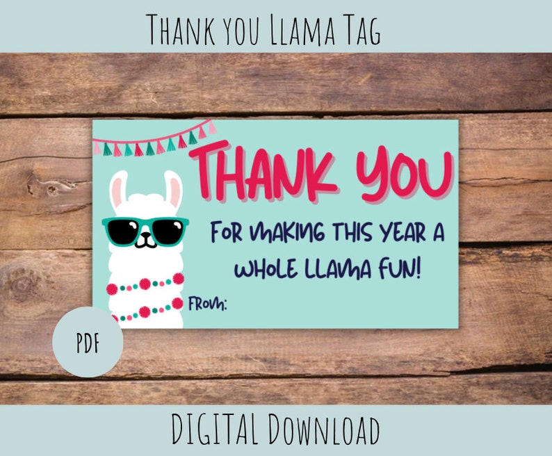 Llama Gift Tag, Teacher Appreciation, End of Year Gift, Teacher Thank ...