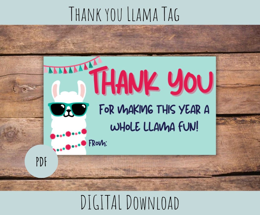 Llama Gift Tag, Teacher Appreciation, End of Year Gift, Teacher Thank ...