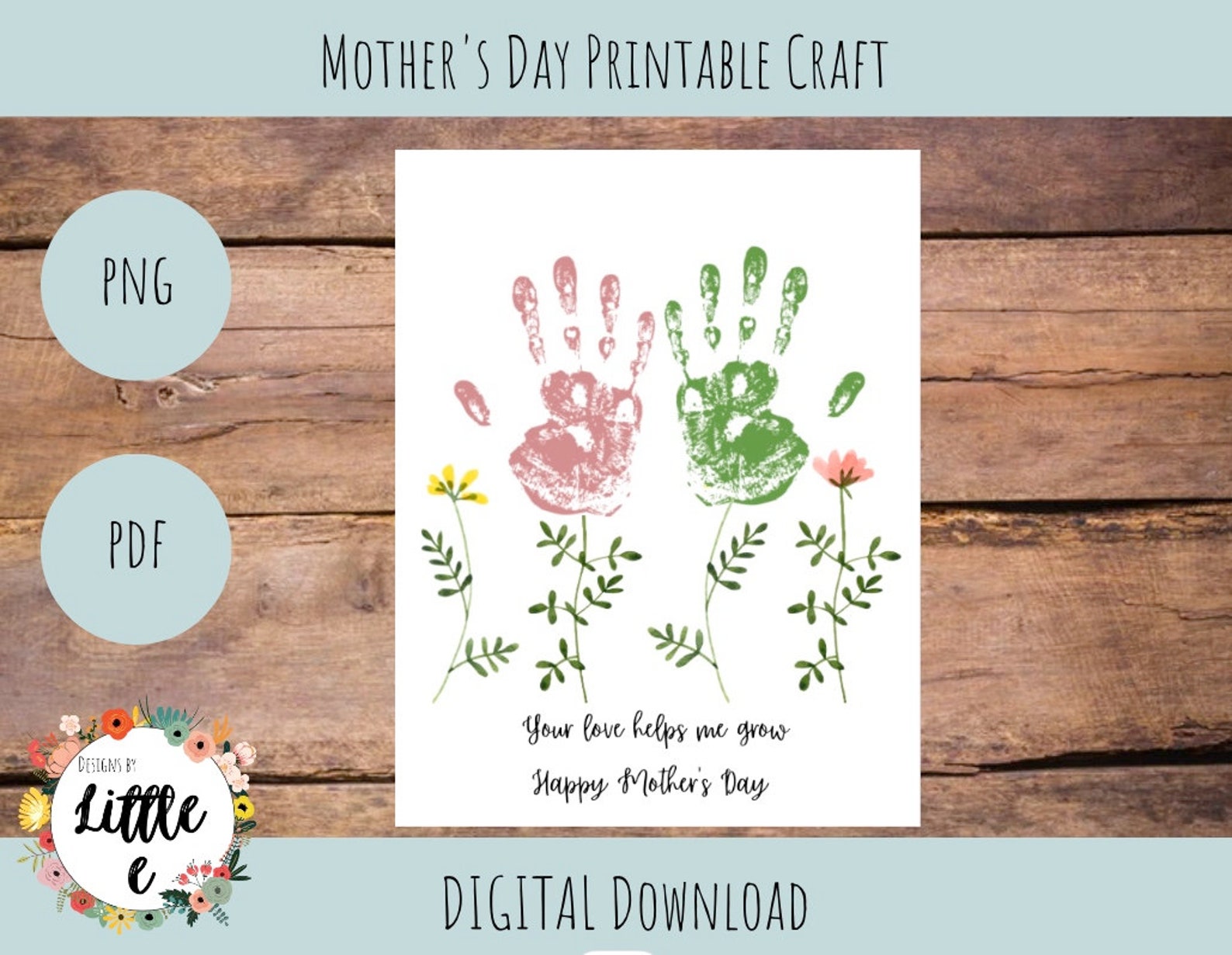 Mother's Day Craft Printable, Handprint Craft for Mother's Day, Grandma ...