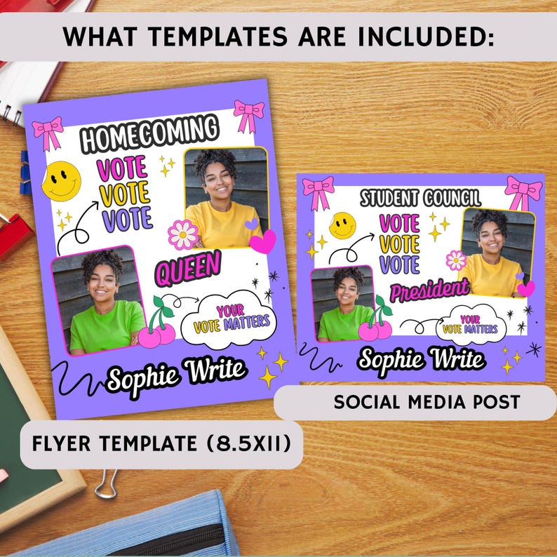 Editable Student Campaign Flyer: Homecoming Queen, Student Council ...