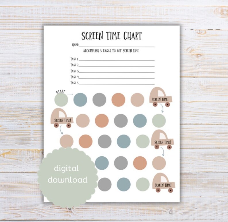 Screen Time Chart, Kids Reward Chart, Sticker Chart,printable, Chore ...