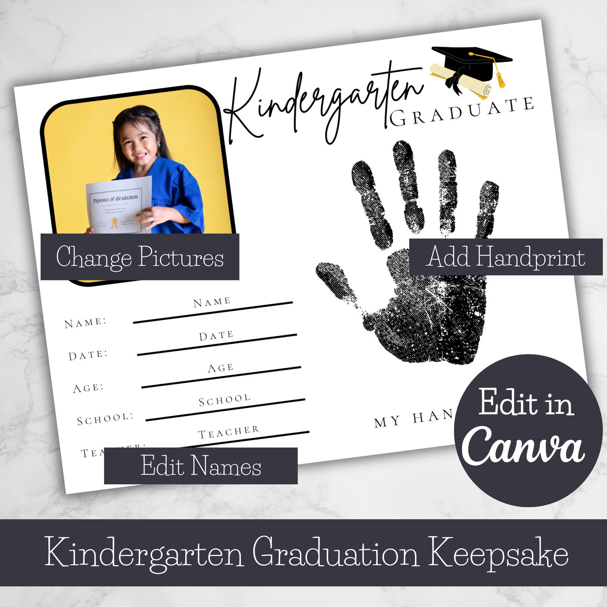 Editable Kindergarten Graduation Keepsake, Kindergarten Graduation ...