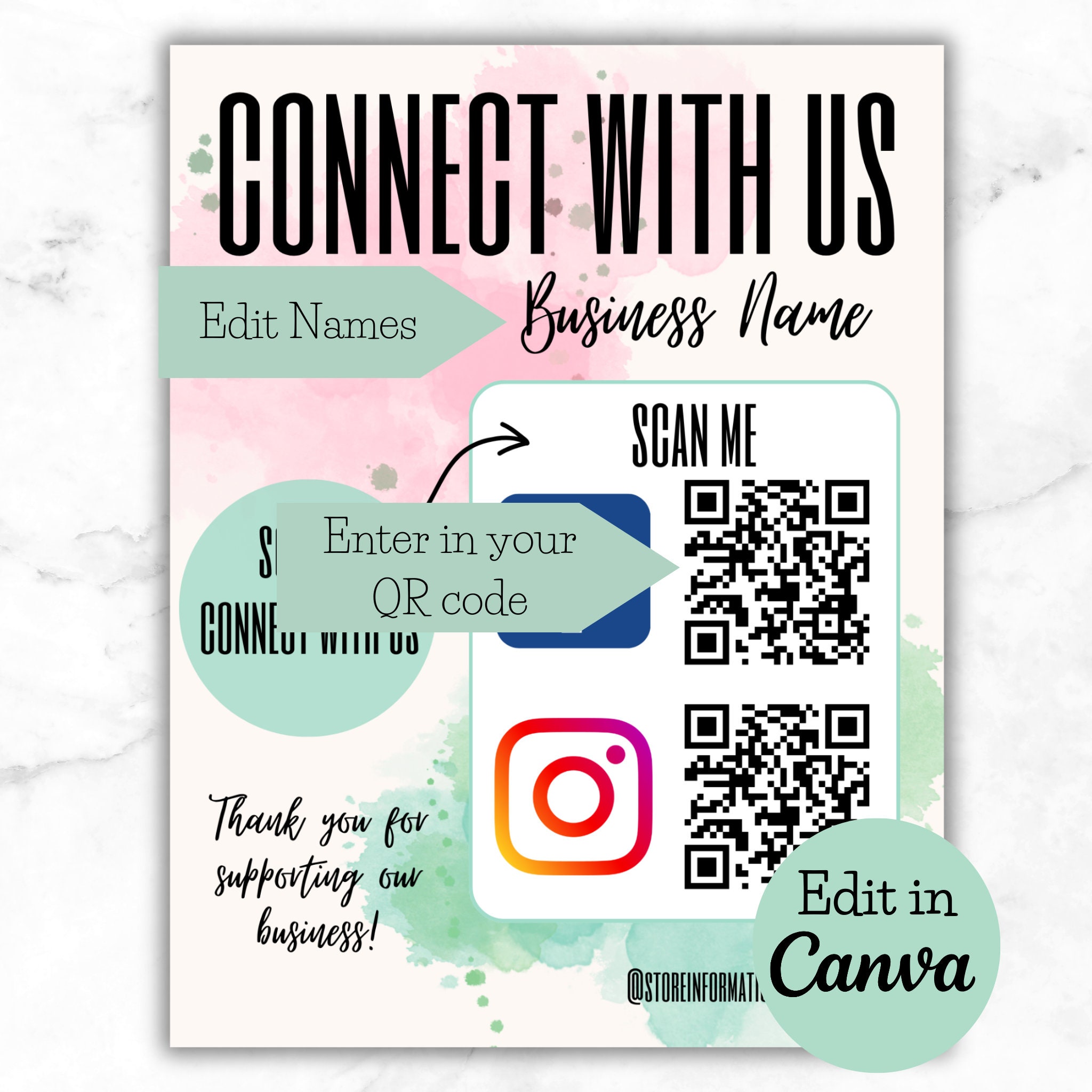 QR Code Flyer, Qr Code Sign, Editable Templates, Social Media Sign ...