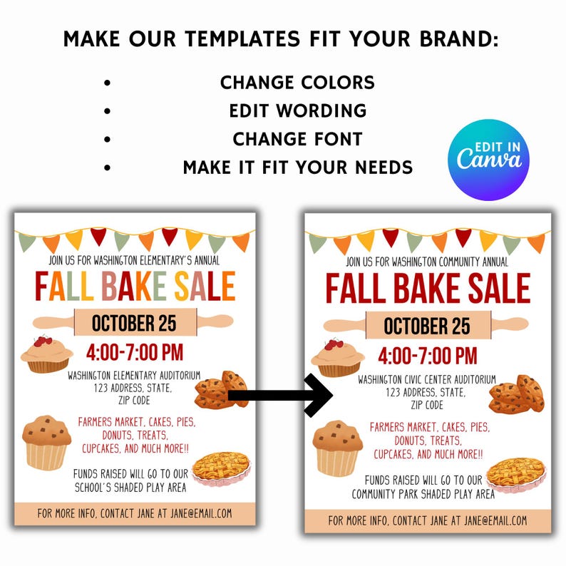 Fall Bake Flyer Template, Editable Canva (digital Download) - Etsy