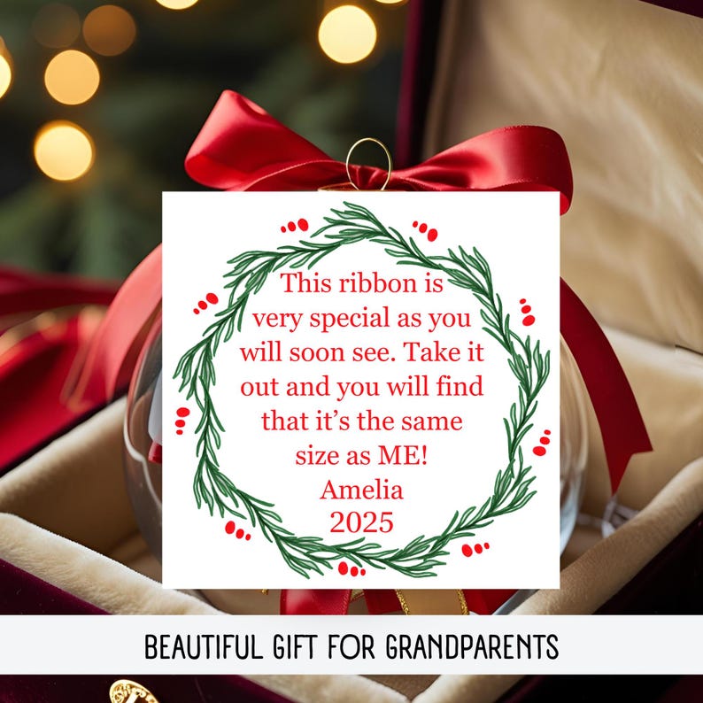 Editable Ribbon Height Christmas Ornament Tag (canva Template) - Etsy