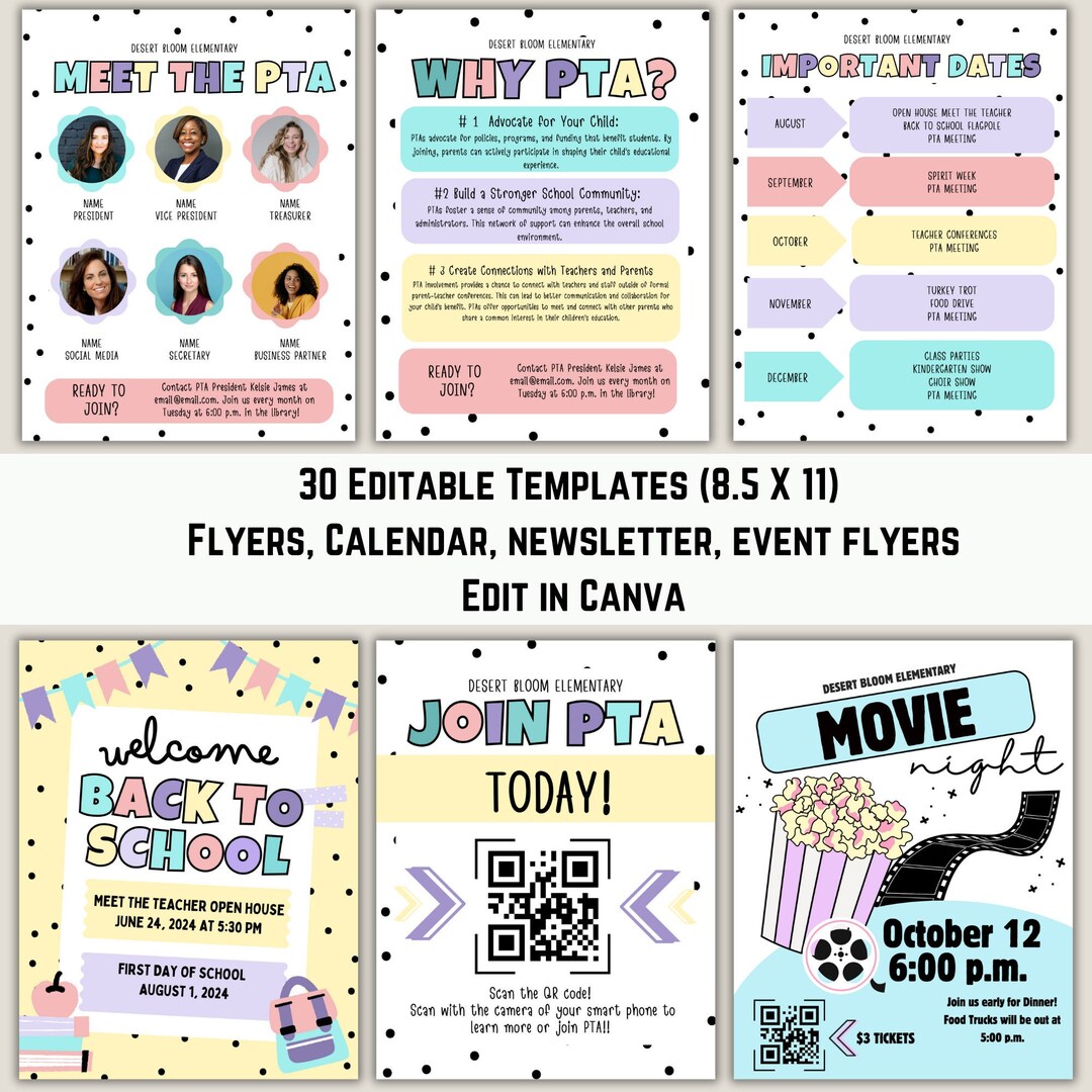 PTA Bundle,monthly Newsletter,pta Meeting Flyer,pta Membership Form ...