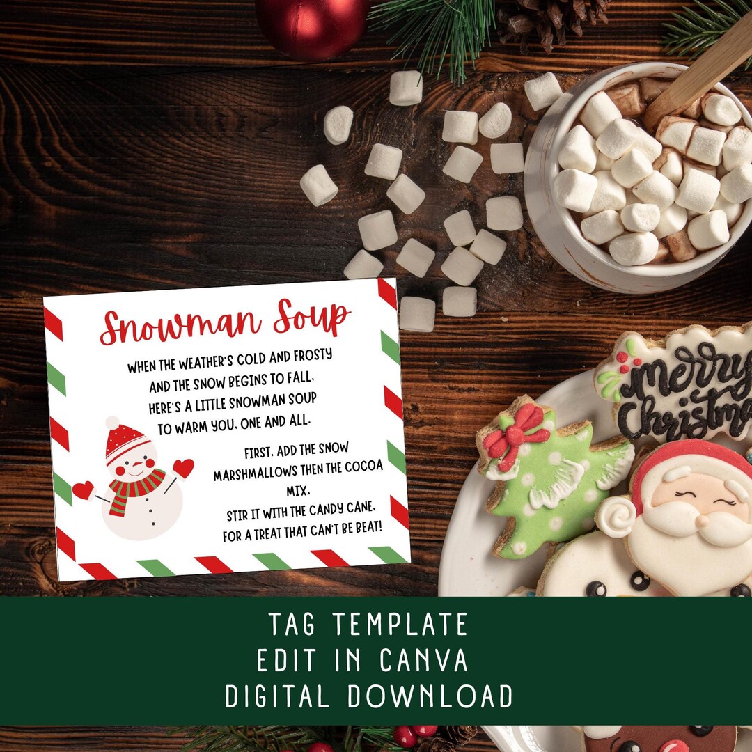 Snowman Soup, Snowman Soup Printable, Snowman Soup Gift Tag, Snowman ...
