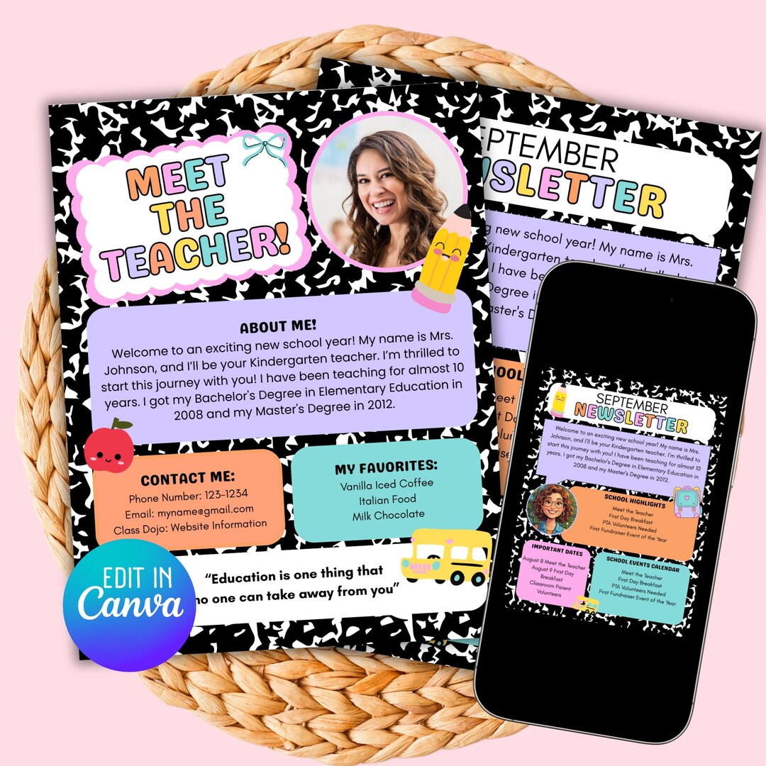 Editable Meet the Teacher Newsletter Template: Canva Design (a4/letter ...