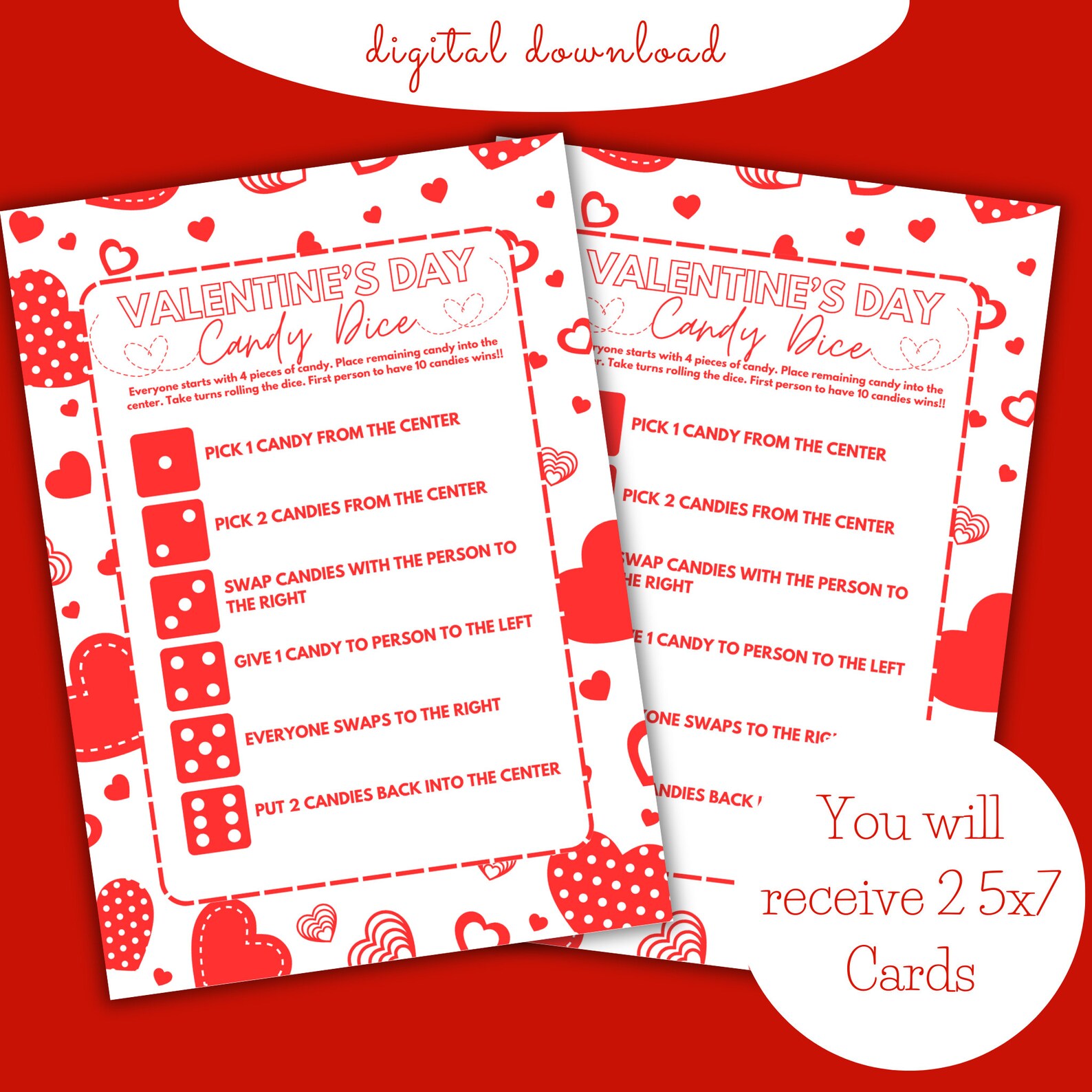 Valentine Candy Dice Game: Fun Family Activity (digital Download) - Etsy